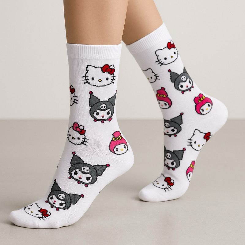 Meia Sanrio Kuromi + Hello Kitty Adulto | Shopee Brasil