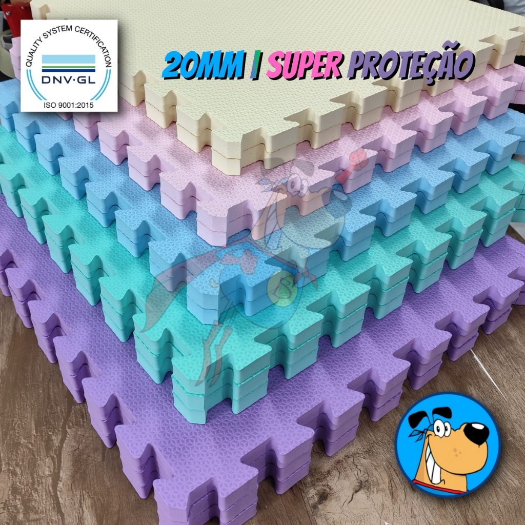KIT 12 Tatame Eva Infantil PREMIUM CANDY COLORS 50cmX50cmX2cm de ...