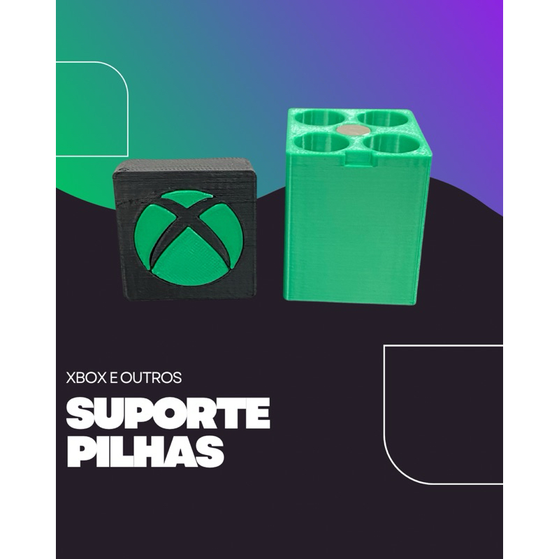 Suporte para pilhas tipo AA personalizado com logo Xbox com ímã ...