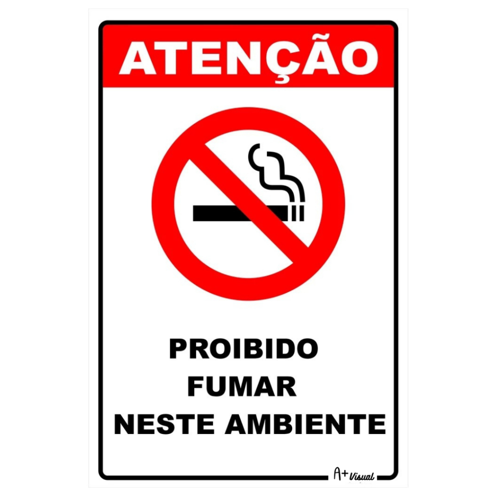 Placa De Sinalização | Atenção Proibido Fumar Neste Local | 30x20 ...