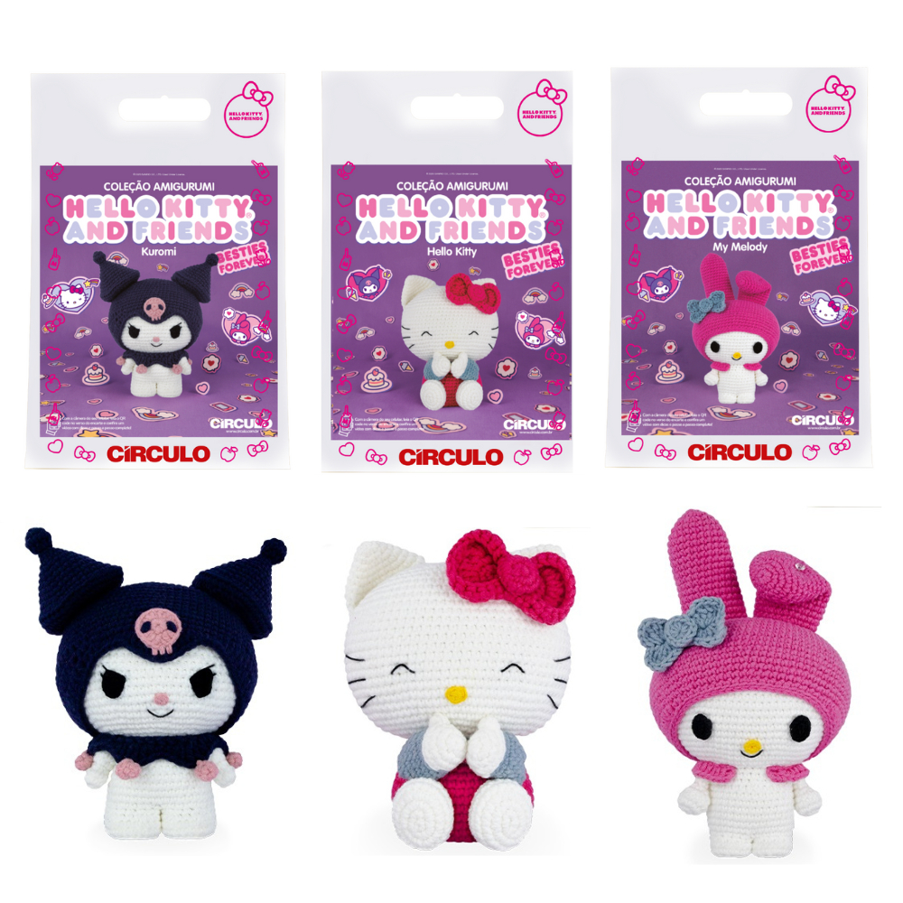 Kit Amigurumi Hello Kitty and Friends Circulo Original - Envio em 24 ...