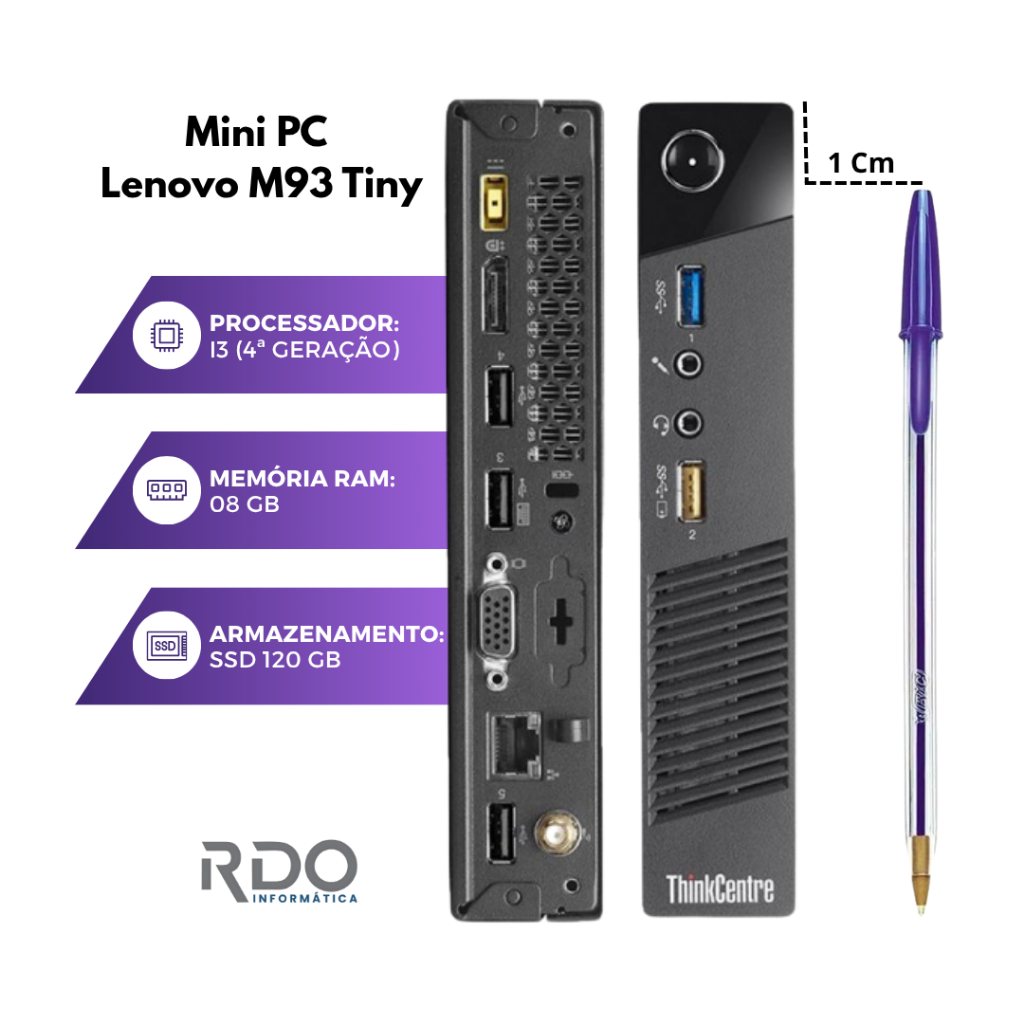 CPU Mini PC Lenovo M93 Tiny i3 4ª Geração 8GB SSD Pronta Entrega - Pc ...