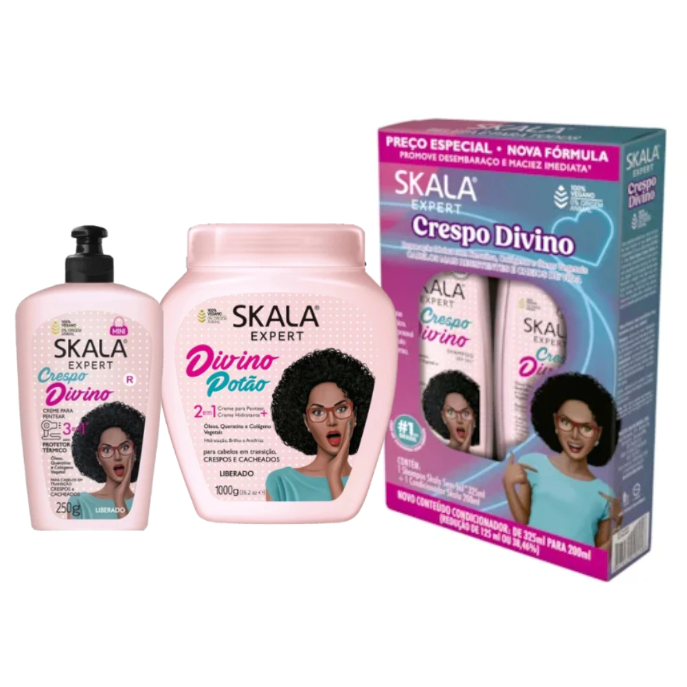Kit Skala Crespo Divino Com Shampoo 325ml E Condicionador 200ml Creme 1942