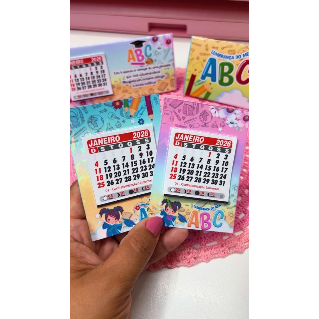 KIT ABC Mini Calendário 2026 com imã | Lembrancinha Formatura ABC ...