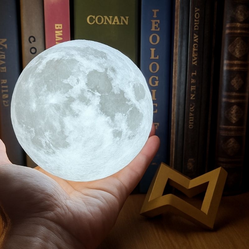 Luminária Lua Cheia - Efeito realista + suporte Elegante 10cm | Shopee ...