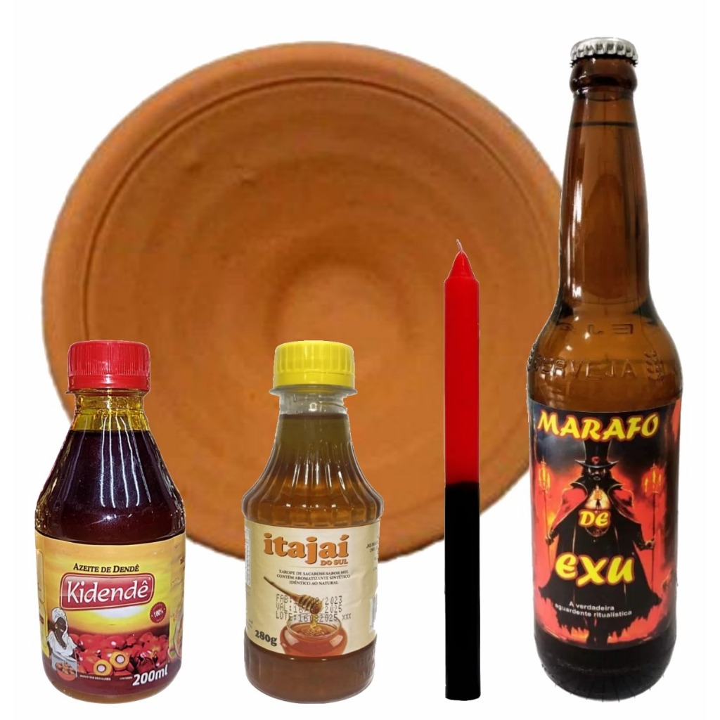 Kit Pade de Exú Oferenda Completo Umbanda Candomblé Alguidar 25cm ...