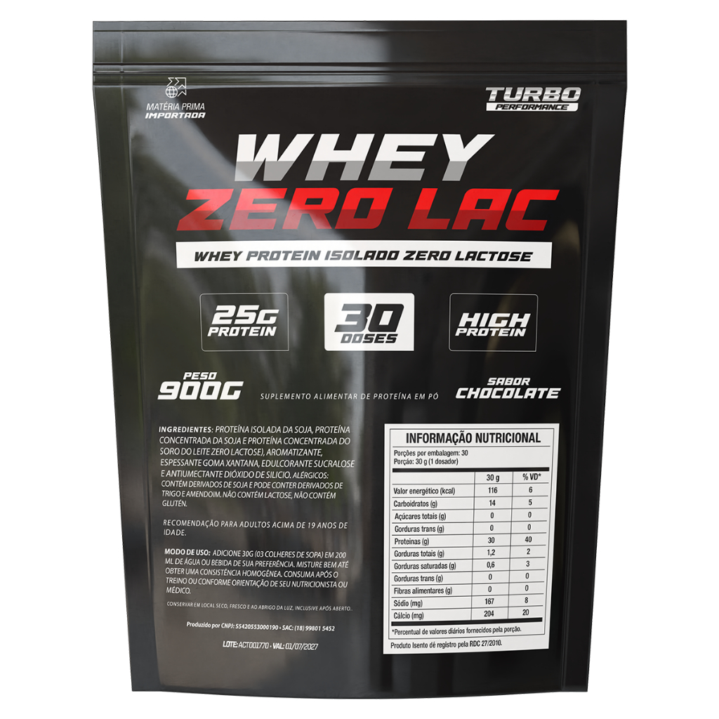 Whey Protein Isolado Zero Lactose Refil 900g Turbo - Whey Zero Lac ...