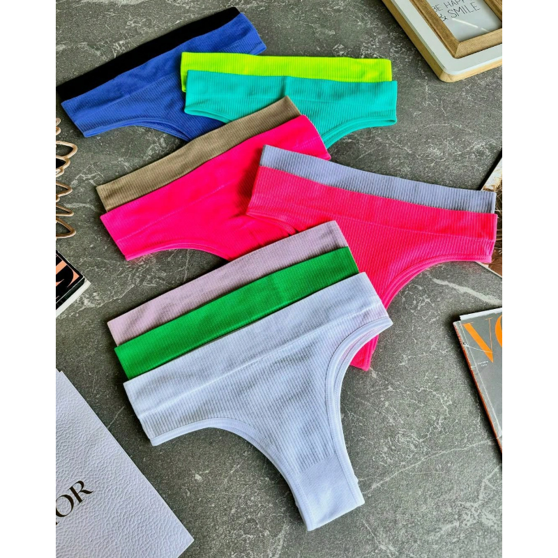 Kit Calcinhas Canelada Importada Tanga Cintura Alta Pala Dupla | Shopee ...