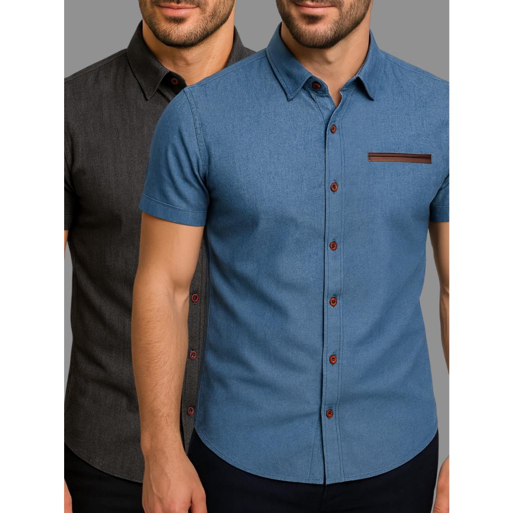 Camisa Masculina Manga Curta Slim - Camisete Camisa | Shopee Brasil