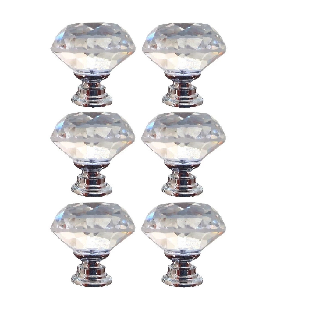 KIT 6 PUXADOR CRISTAL PARA ARMARIO GRAVETA MOVEIS 30MM | Shopee Brasil