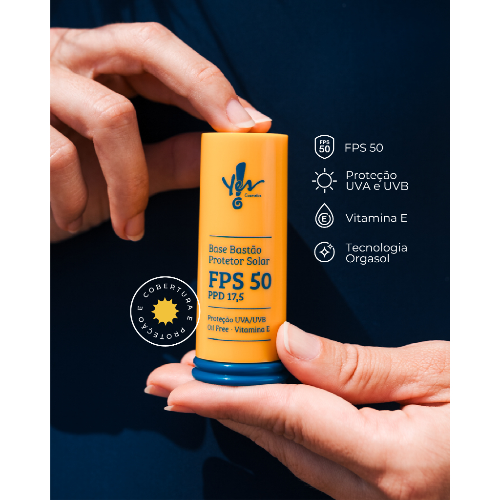 FPS 50 BEGE 02 BASTAO PROTETOR SOLAR YES COSMETICS | Shopee Brasil