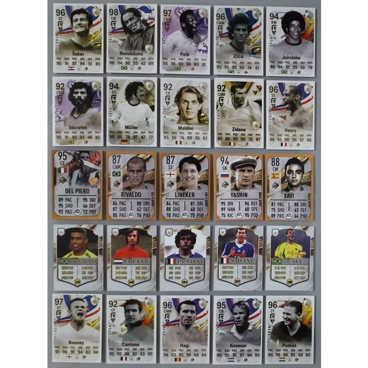 Lote Com 100 Cards Diferentes Fifa Icons - Pelé, Zidane, Ronaldinho ...
