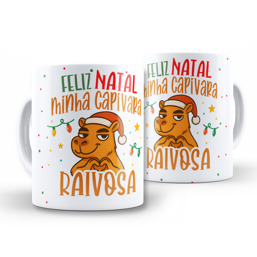 Caneca Feliz Natal Minha Capivara Raivosa Personalizada | Presente ...