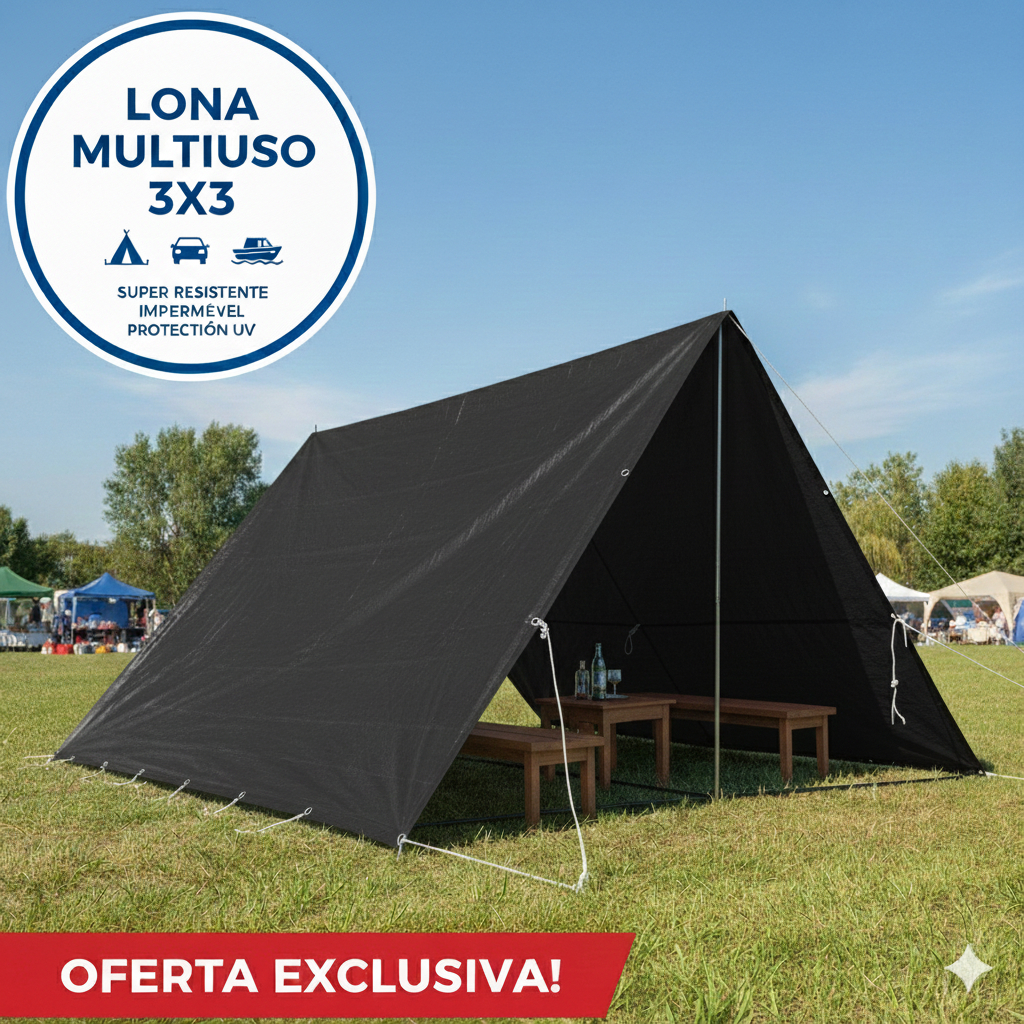 Lona 3x3 m Capa Protetora Multiuso 300 Micras Polietileno Camping Tenda ...