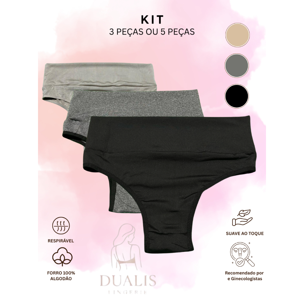 Kit 3 ou 5 Calcinhas Cinta Tanga Modeladora Cós Alto | Dualis | Shopee ...