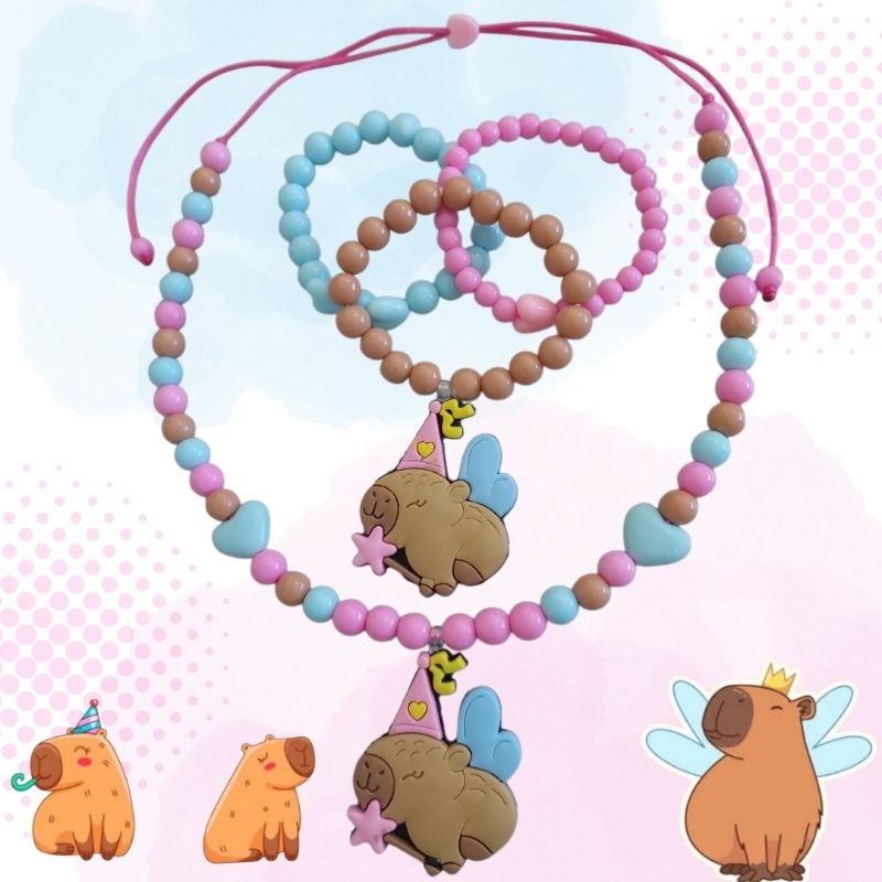 Kit Infantil Capivara - Colar + 3 Pulseiras | Shopee Brasil
