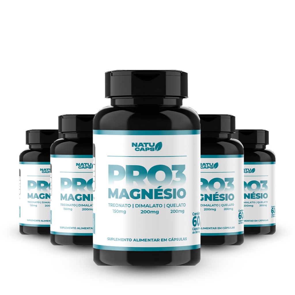 Kit 5 Un Pro 3 Magnésio 300 Cápsulas - Dores nos Ossos - Envio Imediato ...