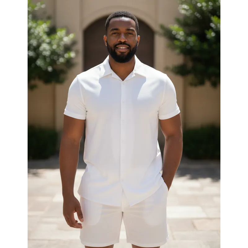Conjunto Réveillon Verão Masculino Praia Camisa Lisa Viscose | Shopee ...