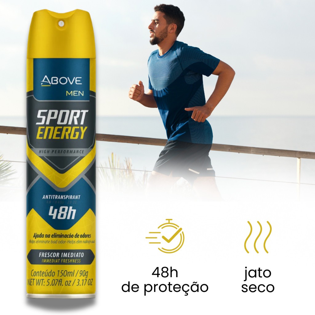 Desodorante Antitranspirante Aerosol Above Men Sport Energy 48h 250ml ...