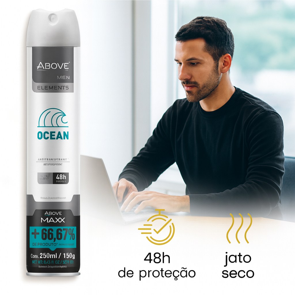 Desodorante Spray Above Men Elements Ocean 48h 250ml | Shopee Brasil
