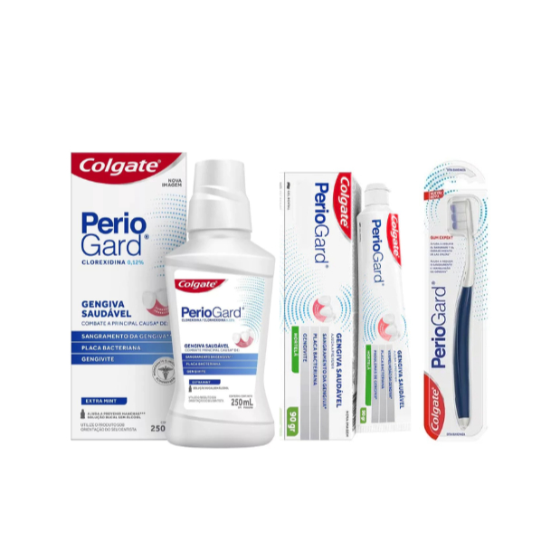 Kit Periogard Enxaguante 250ml, escova de dente e pasta de dente ...