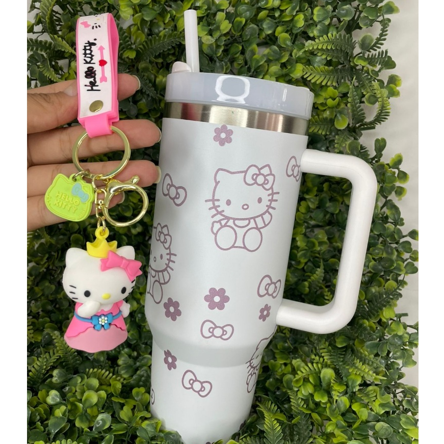 Copo Térmico Hello Kitty 1200ml Com Tampa Inox Qualidade + Chaveiro ...