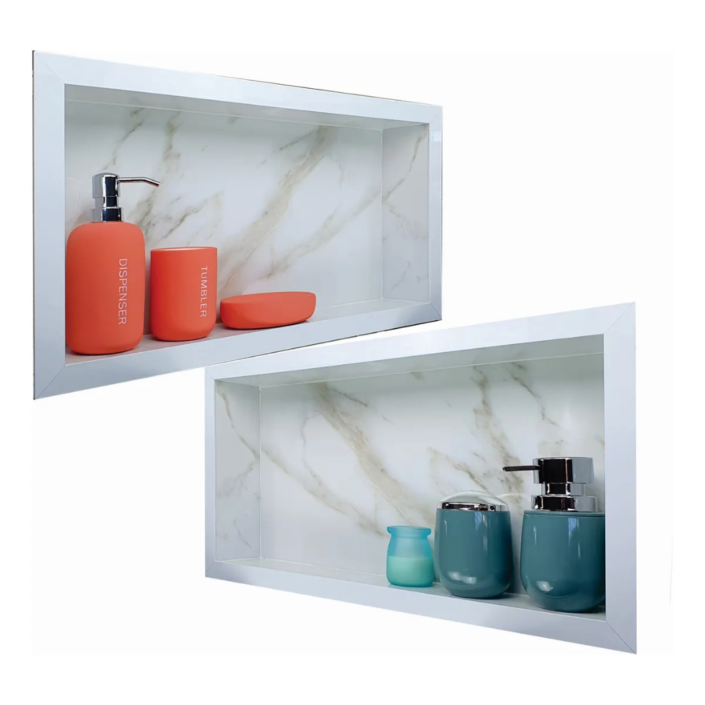 KIT 2 Nicho Porcelanato 60X30X10 Alto Brilho com Borda de Alumínio para ...