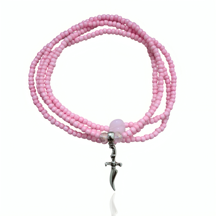 Guia Obá Orixá Candomblé Fio de contas Rosa Umbanda Miçangas Pingente ...