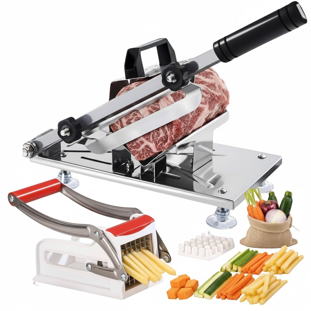 Kit Fatiador Cortador Manual Aço Inox De Fatiar Carne Congelada Frios ...