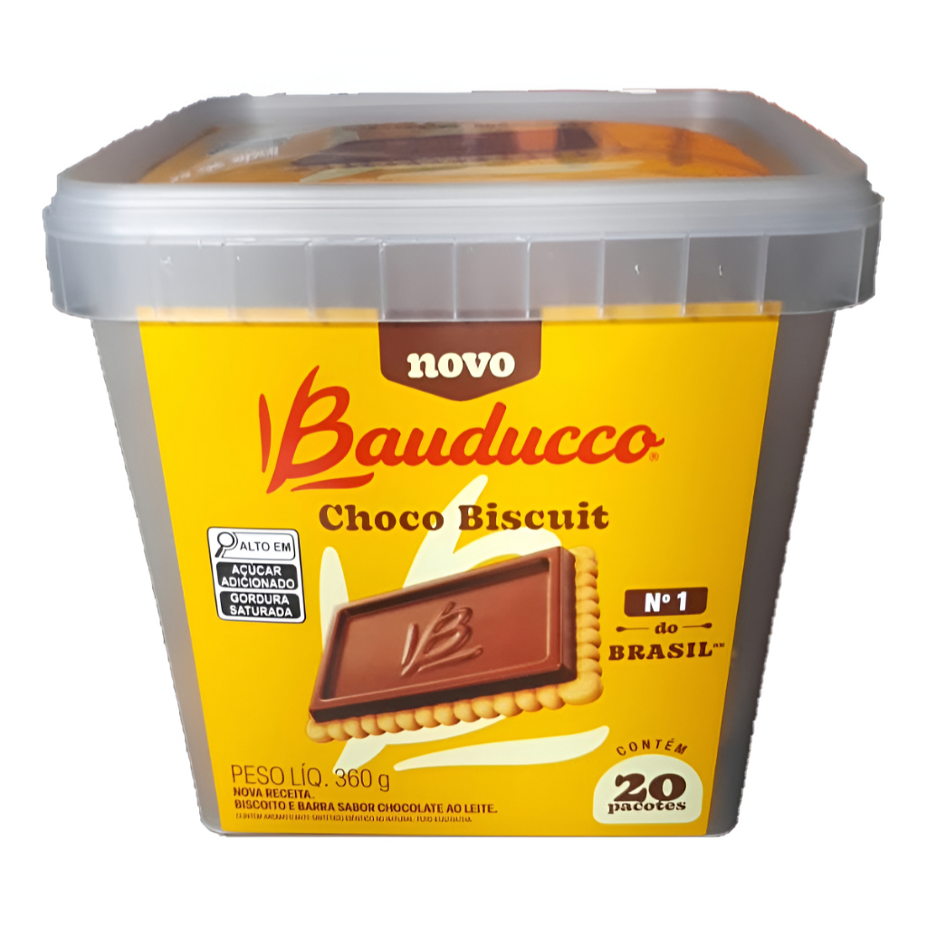 Choco biscuit Bauducco Choco Biscuit Pote 360g com 20 pacotes de ...