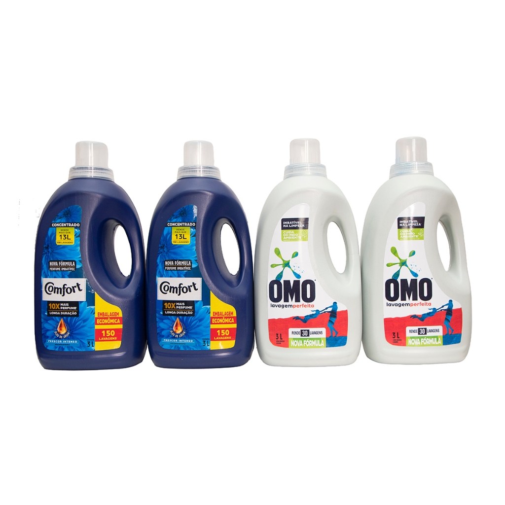 kit sabão omo liquido 3L mais amaciante confort 3L ,limpeza profunda e ...