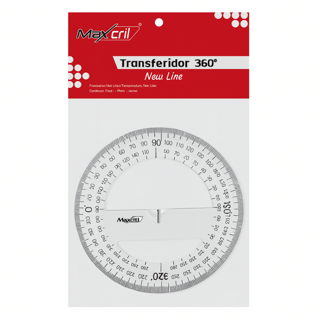 Transferidor Escolar Transparente 360º com Escala - MaxCril - Escolar ...
