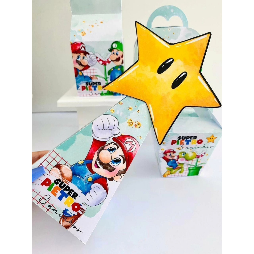 PEGUE E MONTE **Kit Personalizados SUPER MARIO - Caixinha Lembrancinha ...