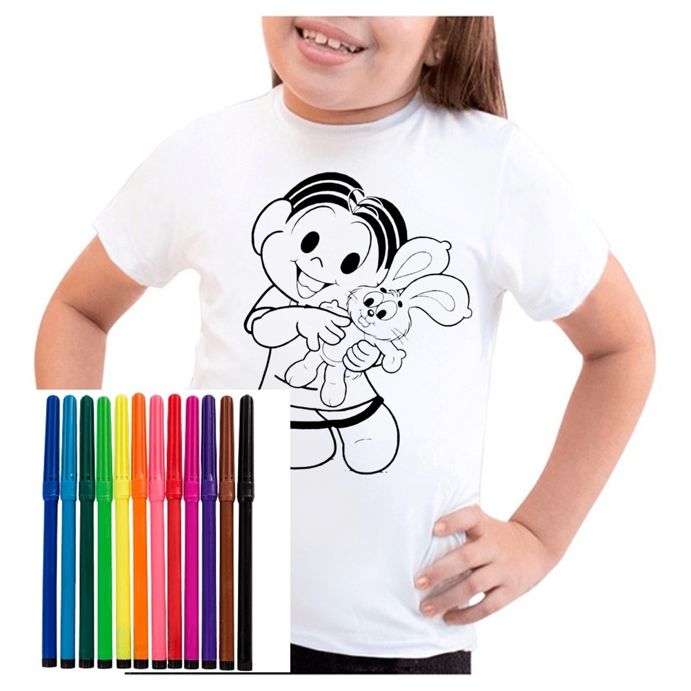 CAMISA INFANTIL FEMININA PARA PINTAR MONICA | Shopee Brasil