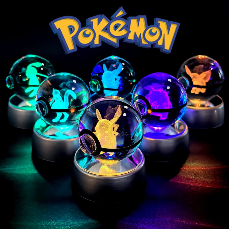 Luminaria Pokémon Pokebola Cristal 3D Light Pikachu Mew Gngr | Shopee ...