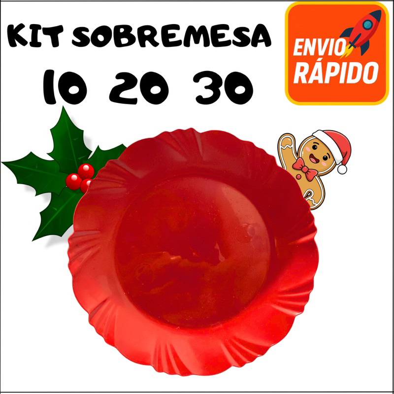 Kit 10/20/30 Pratos Sobremesa Festa Vermelho | Shopee Brasil