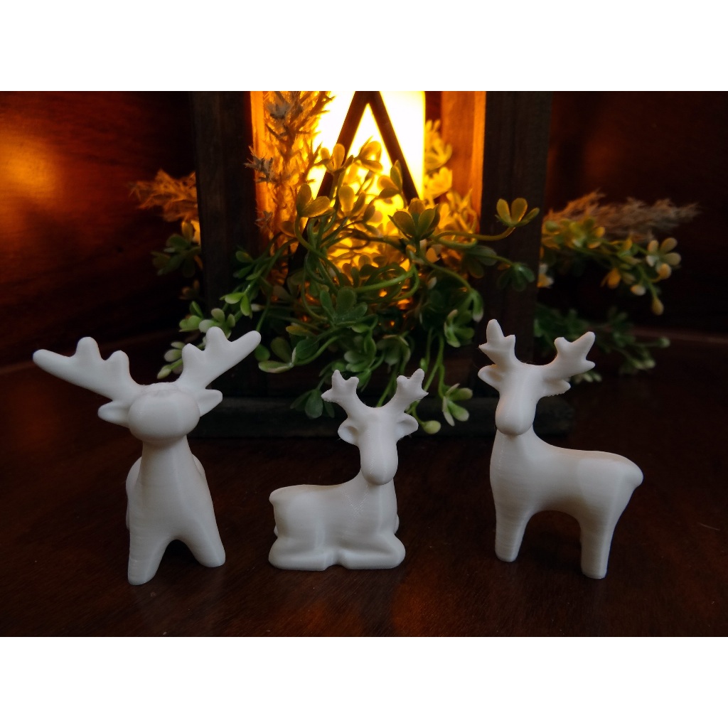 Kit com 3 Renas Natalinas Brancas Decorativas – 3 Poses Meigas ...