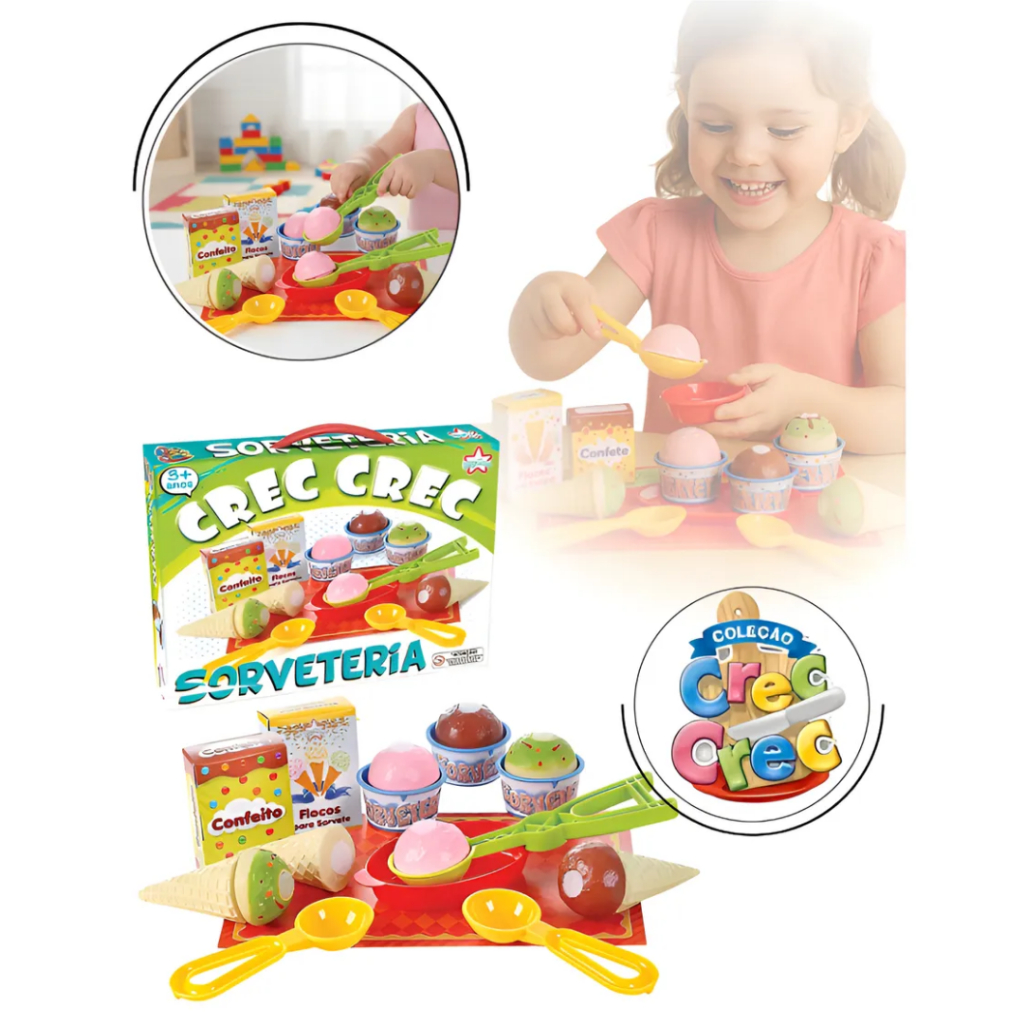 Briquedo Crec Crec Sorvete Sorveteria Com Velcro Acessorios Colorido ...