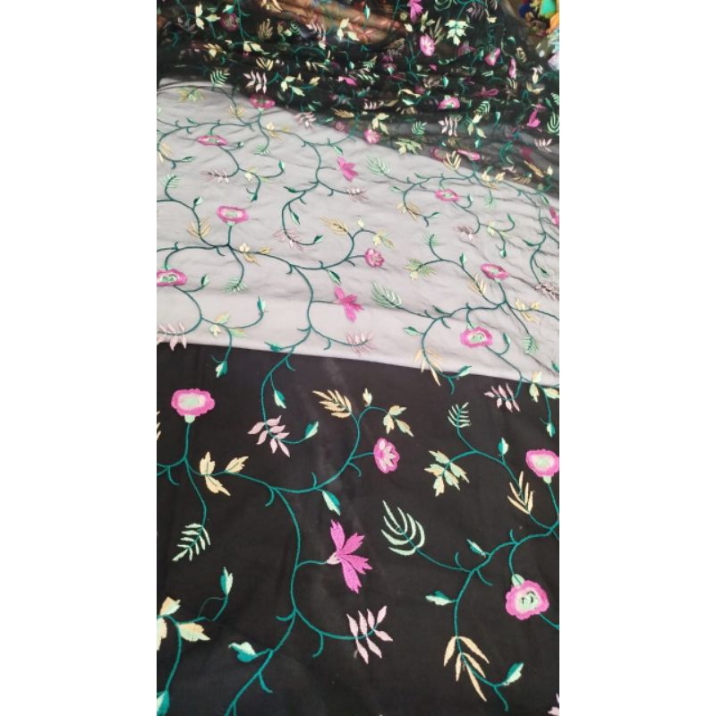 tule bordado colorido flores 1,50 metros x 1,50 de largura | Shopee Brasil