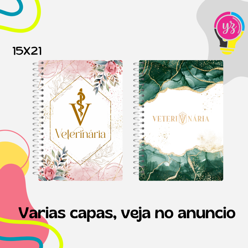 Caderno Veterinária, 20, 10, 15 ou 1 matéria Médio , Varias capas ...