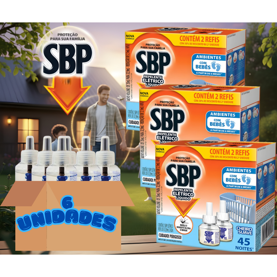 Kit C/6 refis Repelente Elétrico SBP Cheiro Suave - Envio Imediato ...