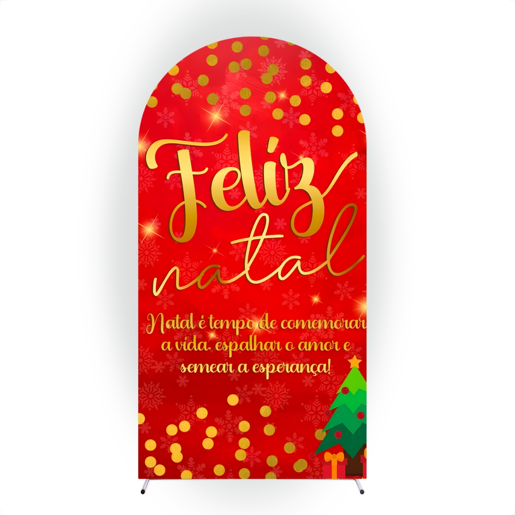 Capa Painel Romano Natal 1x2m em Tecido Antirreflexo com Estampa Feliz ...