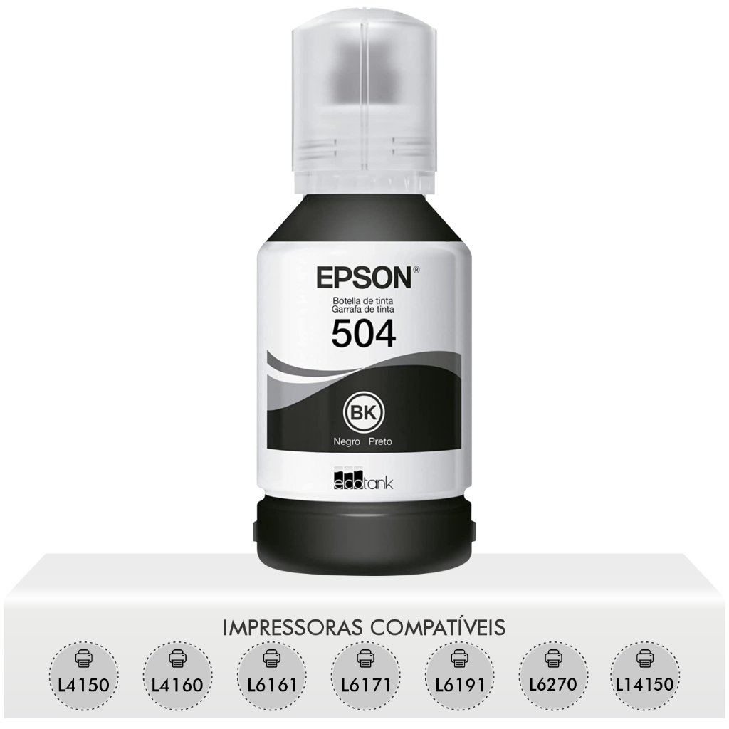 Refil de Tinta T504120 Preta Original Epson EcoTank L4150 L4160 L6161 ...
