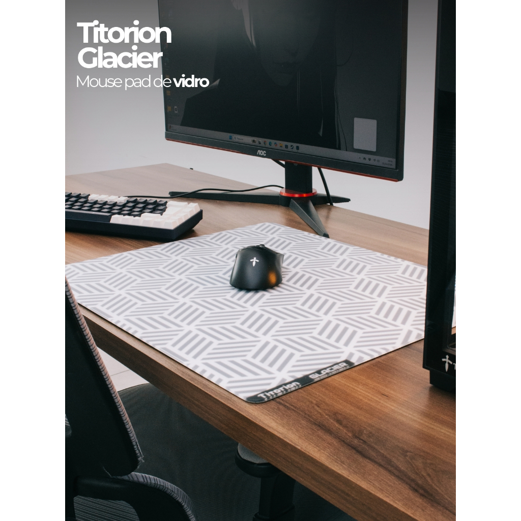 Mouse Pad Gamer de Vidro SPEED GLACIER Profissional 49x42 Premium ...