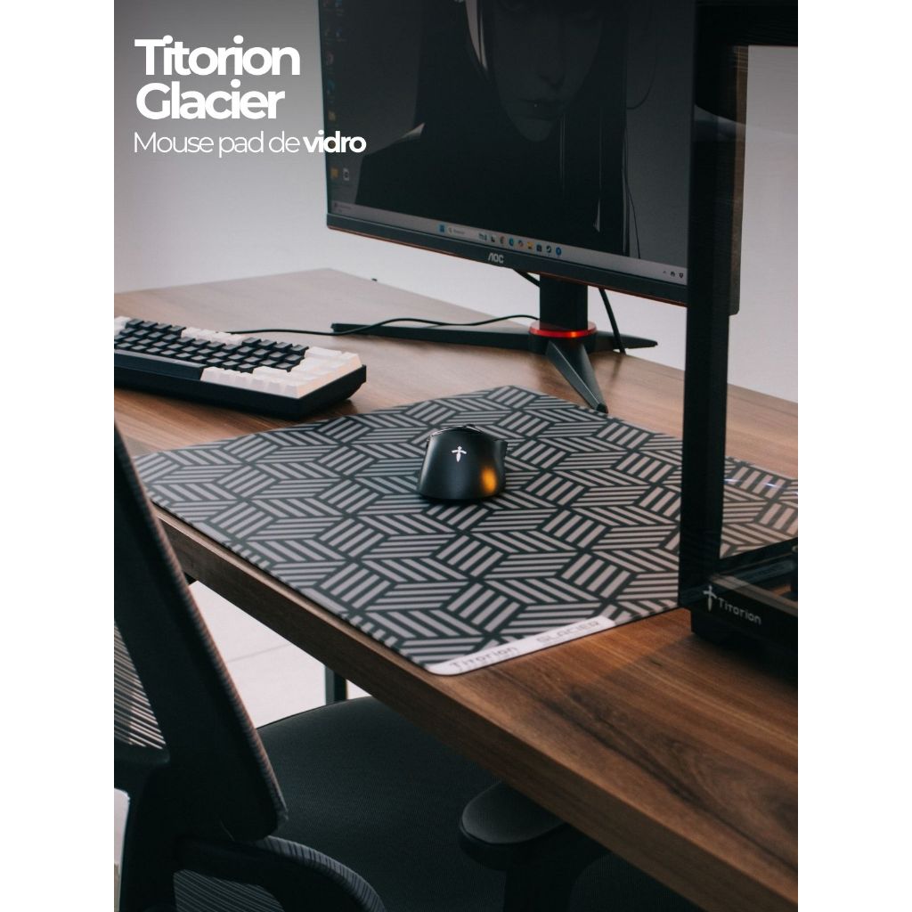 Mouse Pad Gamer de Vidro SPEED GLACIER Profissional 49x42 Premium ...