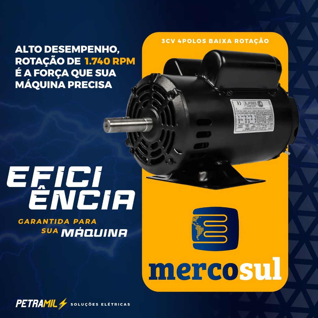 Motor Mercosul 3CV 4P 1750RPM Monofásico – Ideal para Bombas ...