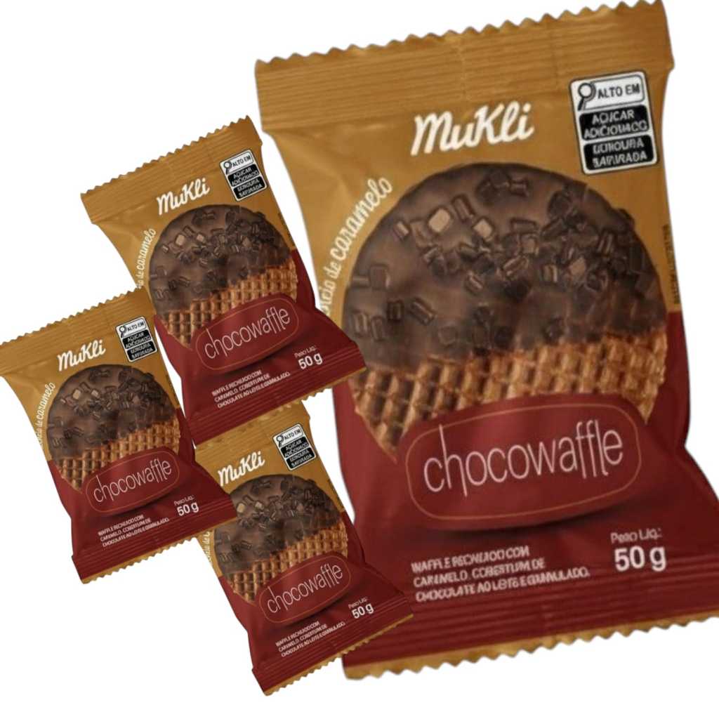 4 bolacha waffle de natal 50g cada recheado com caramelo e chocolate ao ...
