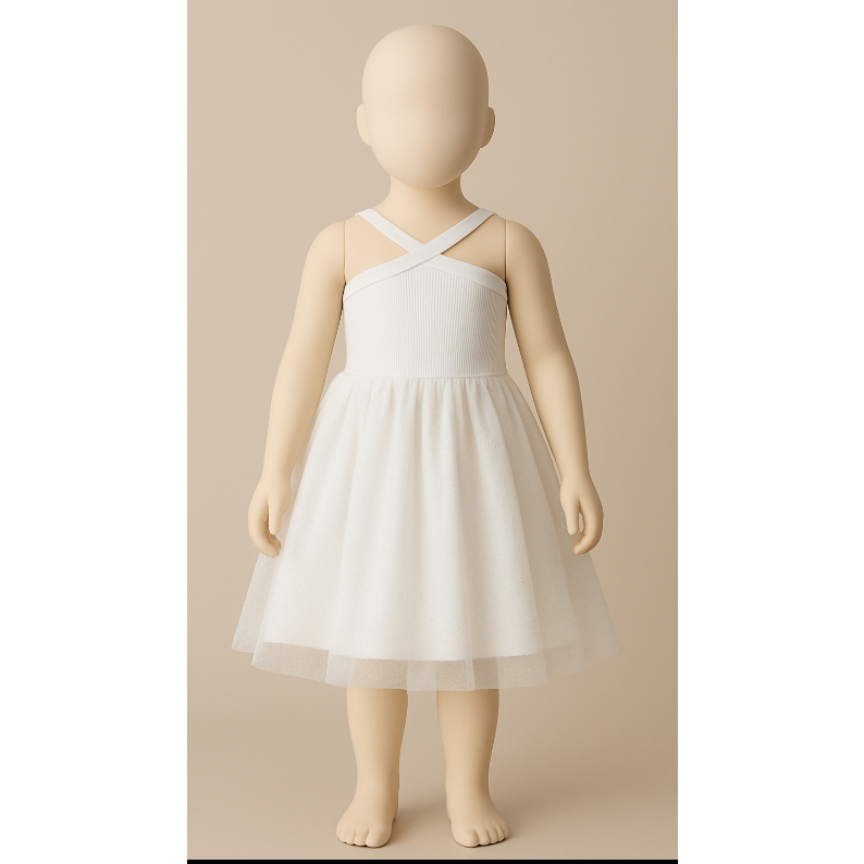 Vestido infantil menina branco com glitter e tule roupas para meninas ...