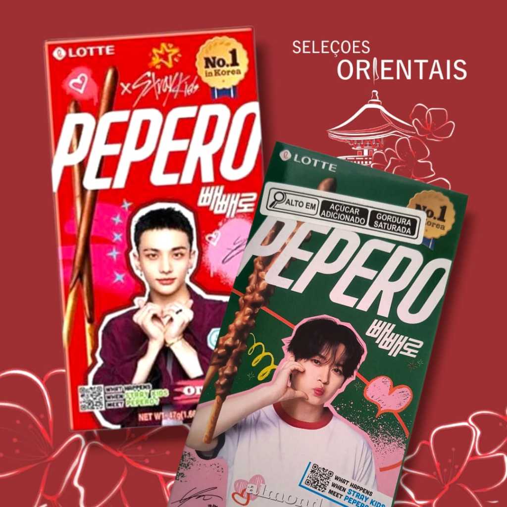 Pepero STRAY KIDS Edição Especial + Choco Pie Coreano + Doce Oriental ...