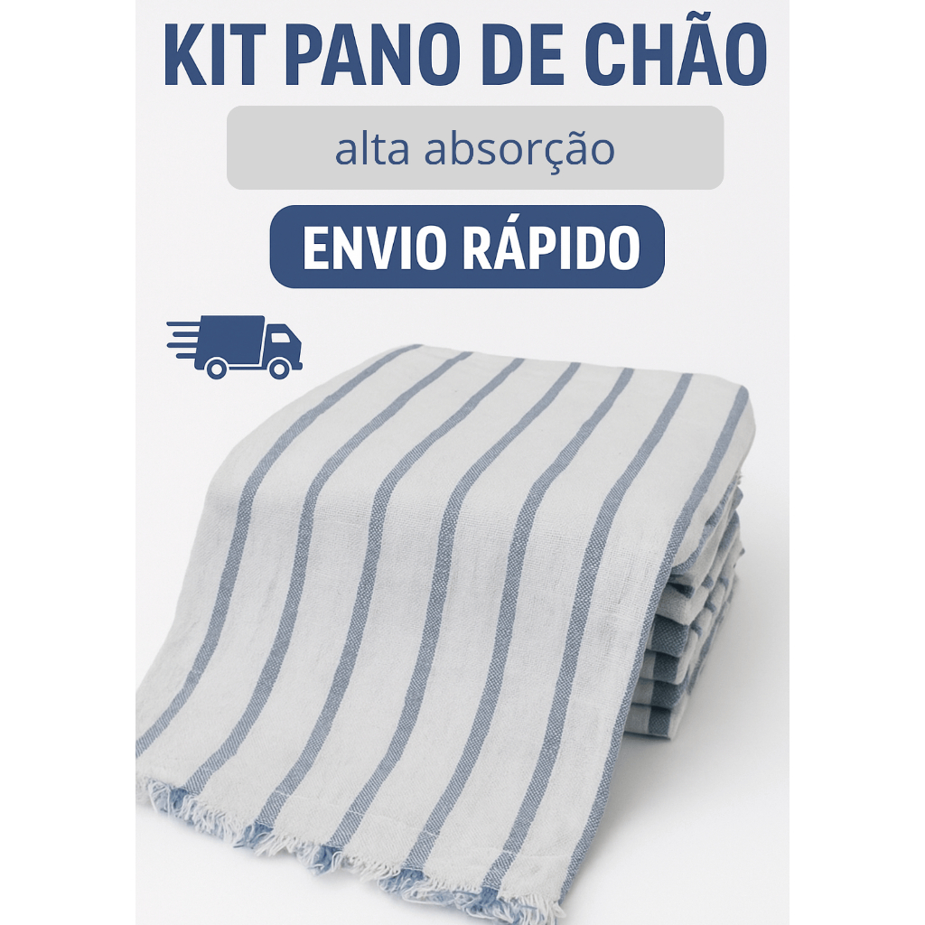SUPER ! Kit 10 Panos de Chão Listrado 45×65 cm 100% Algodão Premium ...